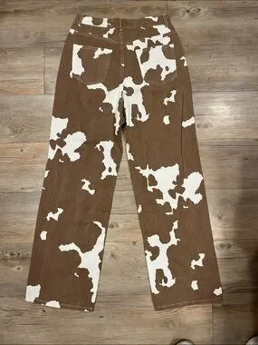 12th Tribe | Jeans | 2th Tribe Tan And White Cow Spot Denim Skirt ...
